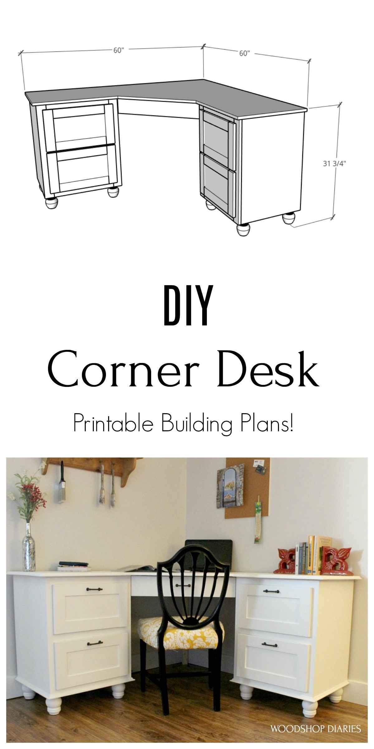 Corner Desk DIY Building Plans--{How to Build a Corner Desk}