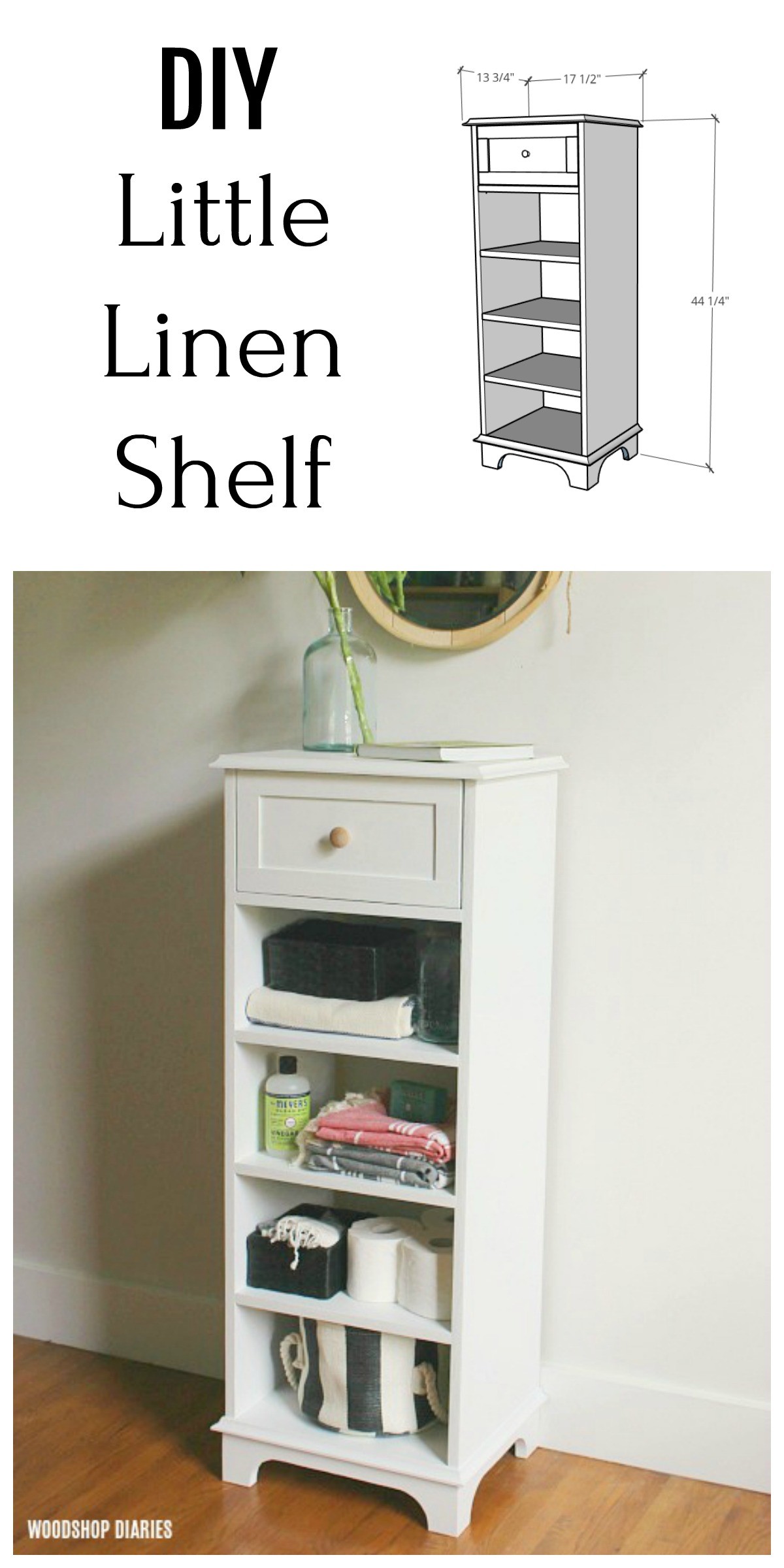 Linen Shelf Cabinet Storage with Drawer - {5 Steps to Build it!}