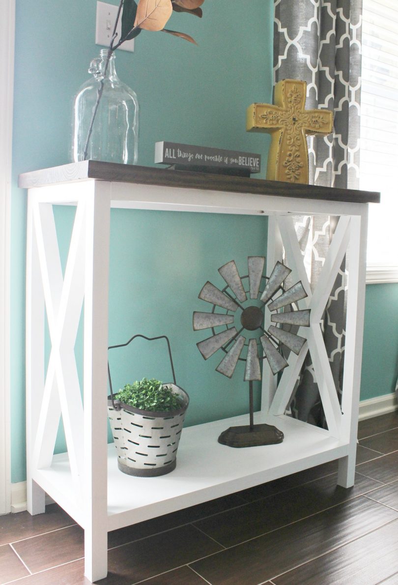 DIY X Base Console Table with Middle Shelf