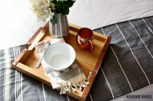 Super Easy DIY Breakfast Tray --With Rose Gold Handles!