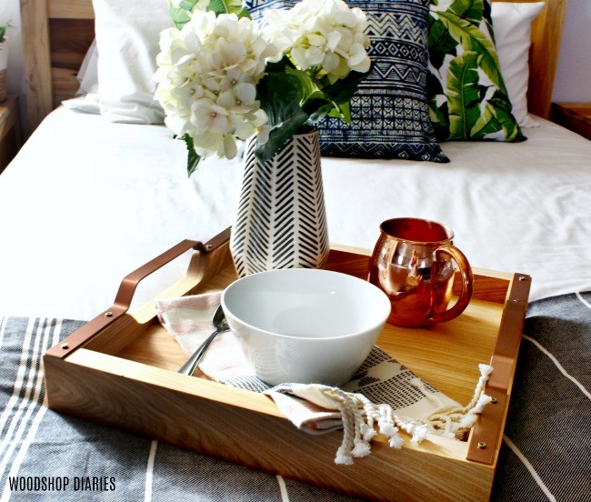 Super Easy DIY Breakfast Tray --With Rose Gold Handles!