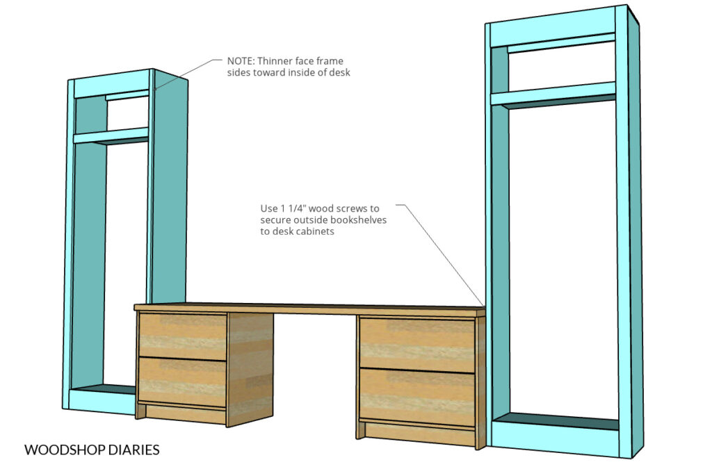 DIY Library Bookshelf with Desk --PRINTABLE BUILDING PLANS!