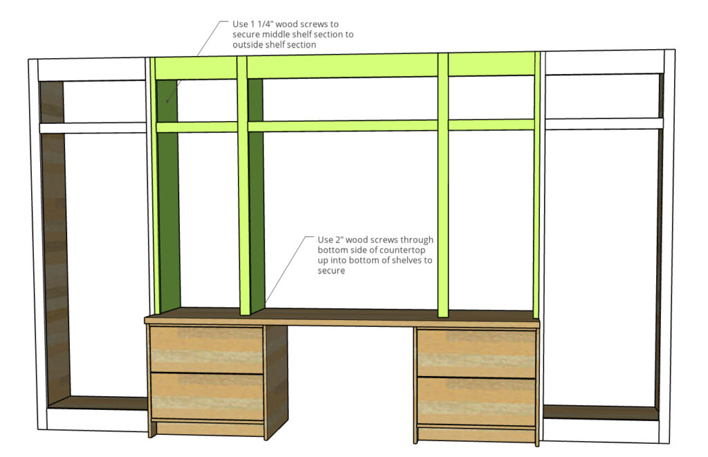 DIY Library Bookshelf with Desk --PRINTABLE BUILDING PLANS!