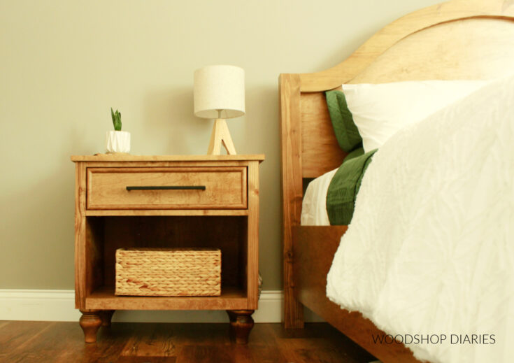 DIY One Drawer Nightstand with Open Shelf Storage Building Plan