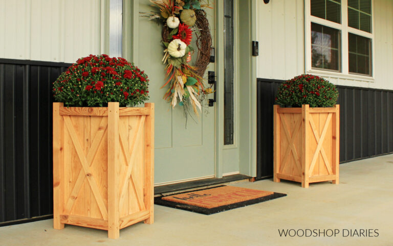 DIY Wooden Planters with X Side Trim