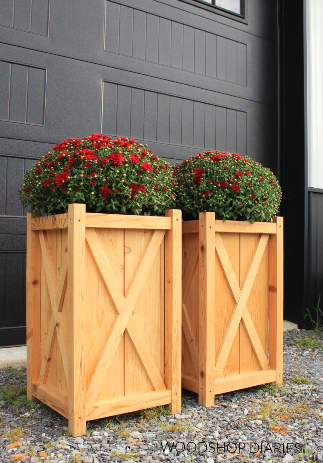 DIY Wooden Planters with X Side Trim