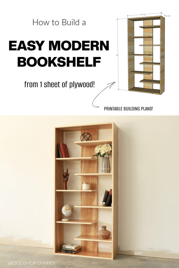 EASY Modern DIY Plywood Bookshelf | with Building Plans!