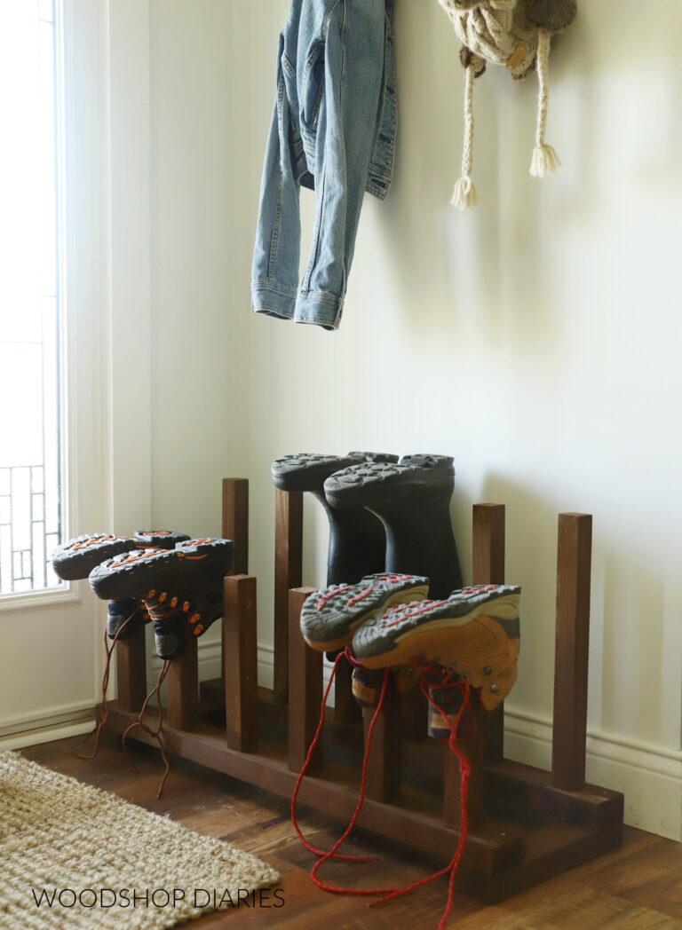DIY Freestanding Boot Rack | From SCRAP WOOD!