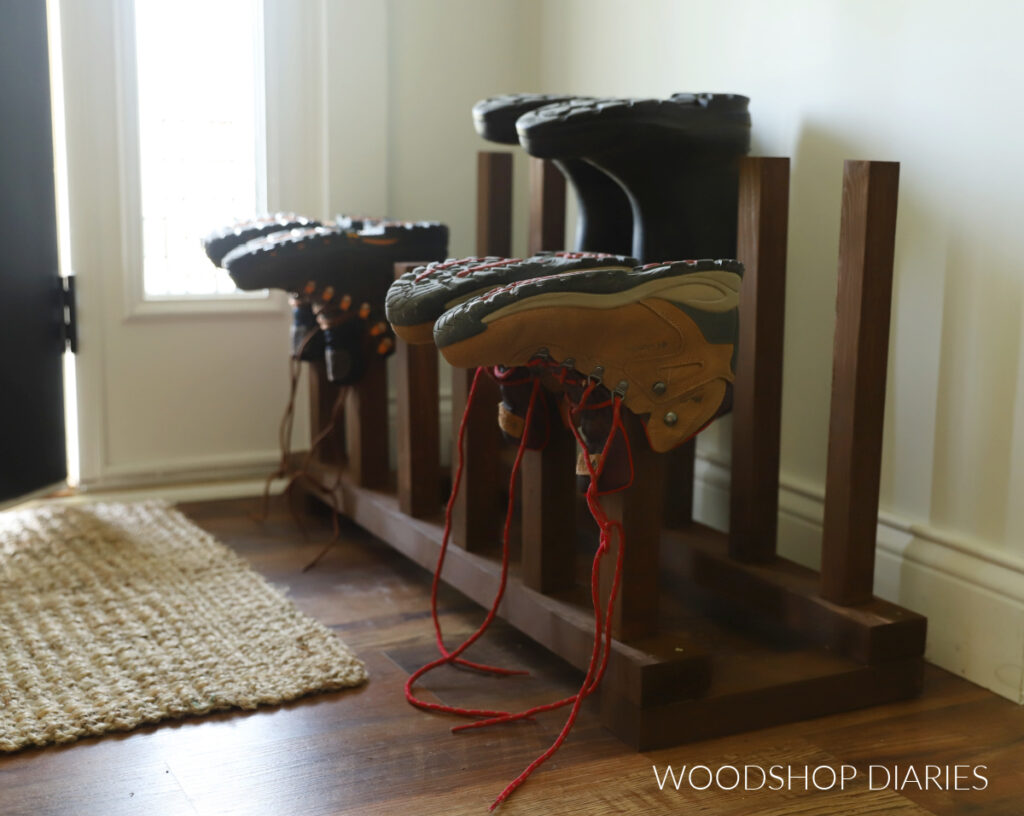 DIY Freestanding Boot Rack | From SCRAP WOOD!