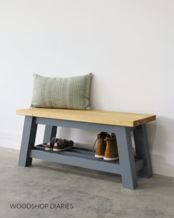 Simple DIY Shoe Bench with Printable Building Plans