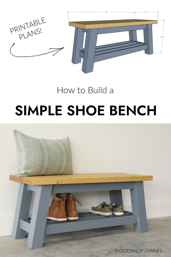Simple DIY Shoe Bench with Printable Building Plans