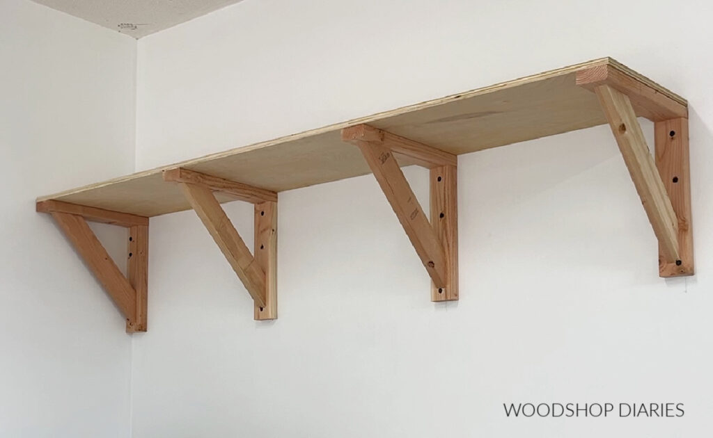 Easy DIY Garage Wall Shelves -- Made with 2x4s and Plywood