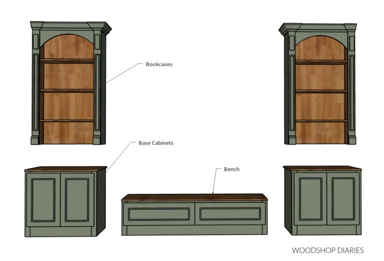 DIY Built In Cabinets with Storage Bench | BUILDING PLANS