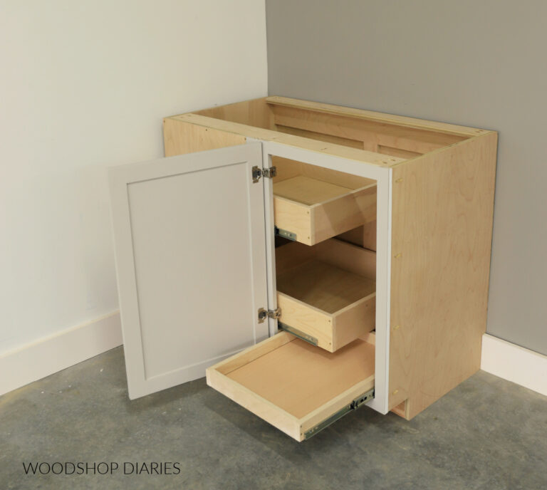DIY Blind Corner Cabinet with Drawers
