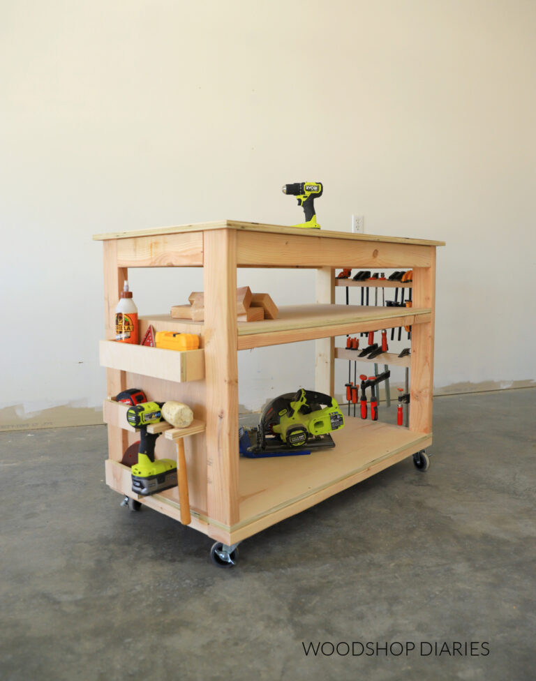 DIY Small Mobile Workbench | with Built In Tool & Clamp Storage