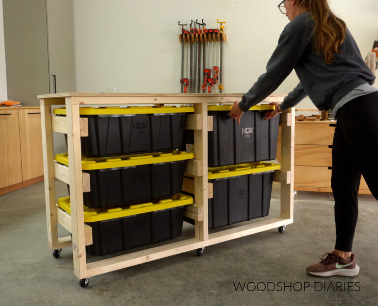 DIY Mobile Tote Storage Workbench | WITH PLANS!