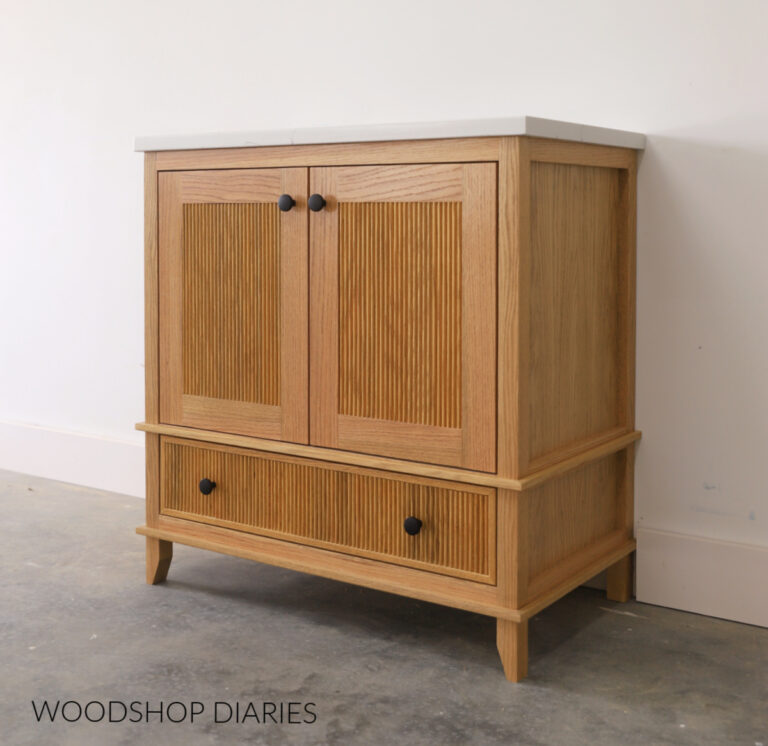 How to Build a Small Bathroom Vanity with Fluted Doors & Drawer